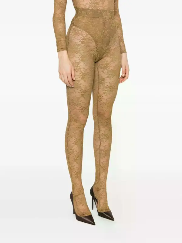Alex Perry Lace Floral High Waist Tights - Green