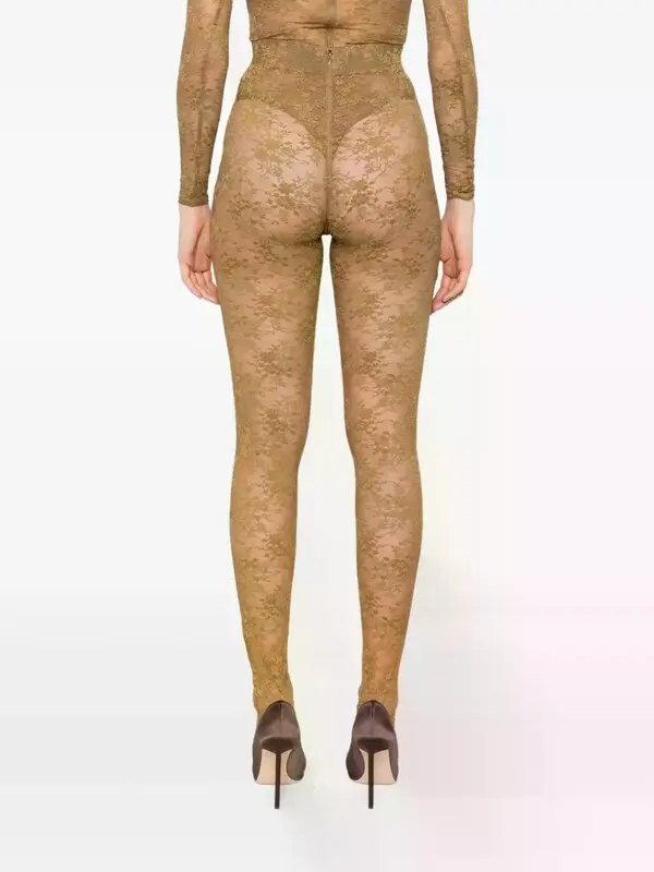 Alex Perry Lace Floral High Waist Tights - Green