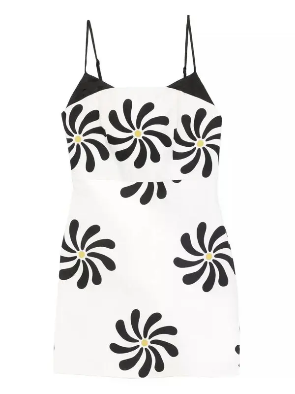 CALA DE LA CRUZ Rocha Mini Dress With Graphic Print - White