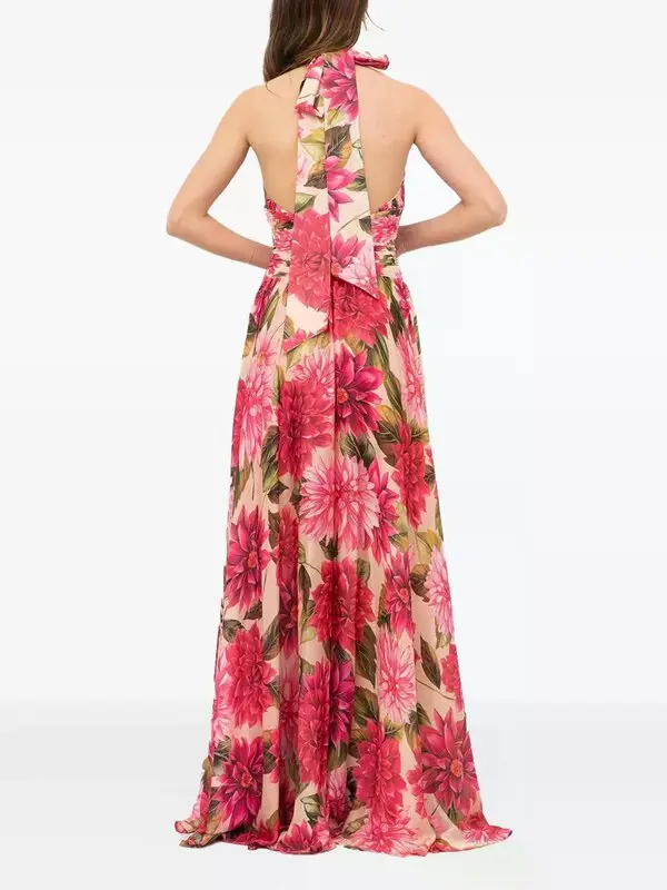 BABYLONE PARIS Floral Print Halterneck Maxi Dress