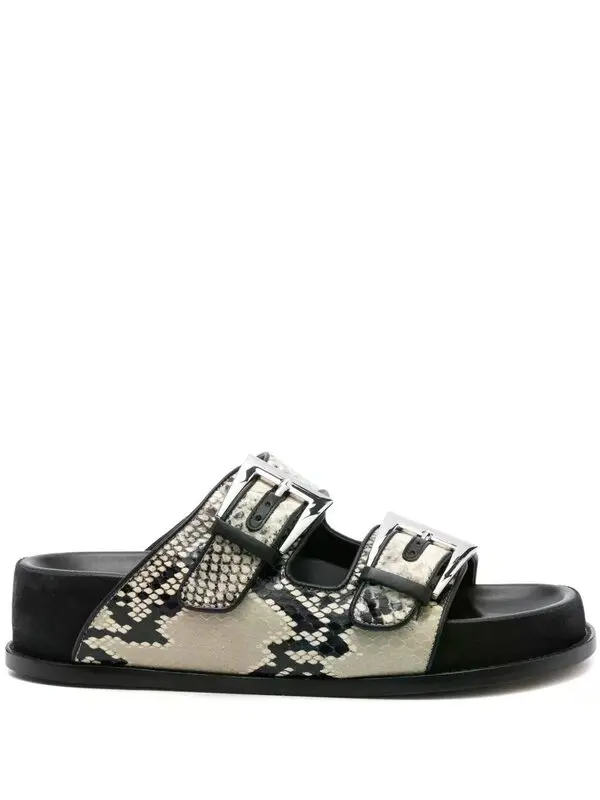 Paris Texas Snakeskin Sandals - Neutrals