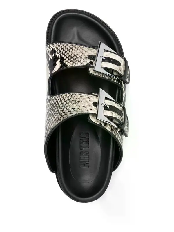 Paris Texas Snakeskin Buckled Sandals