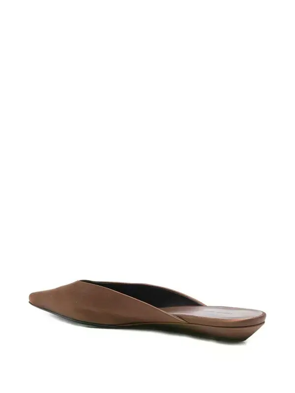 LOULOU Liz Satin Pointed-toe Mules