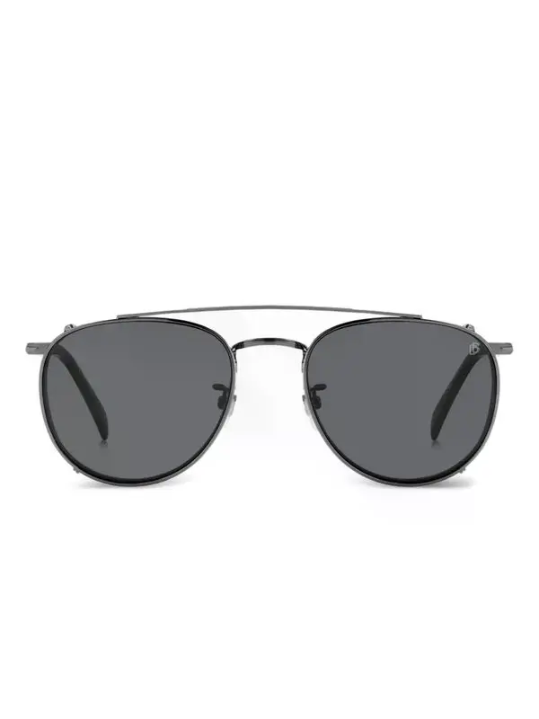DB EYEWEAR BY DAVID BECKHAM Clip-on Pilot Sunglasses - Silver