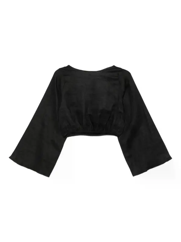 CALA DE LA CRUZ Rear Tie Fastening Long Wide Sleeve Crop Top