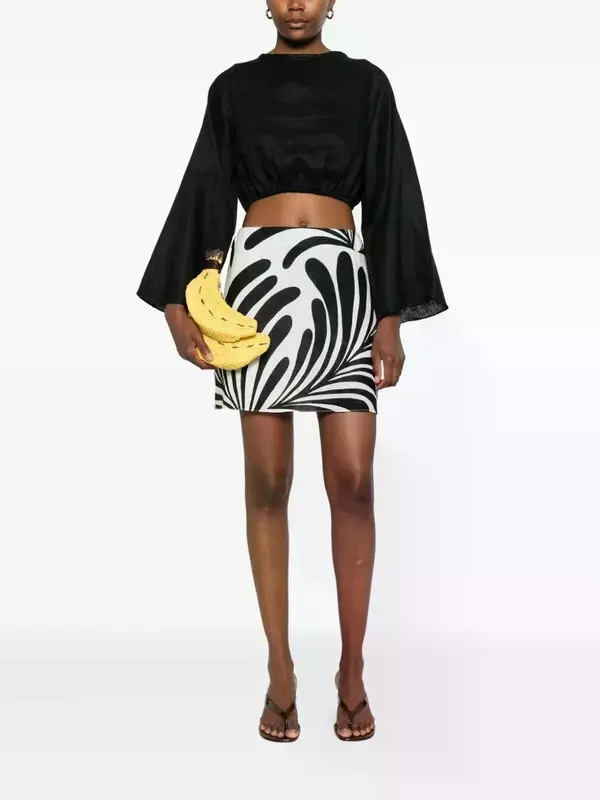 CALA DE LA CRUZ Rear Tie Fastening Long Wide Sleeve Crop Top