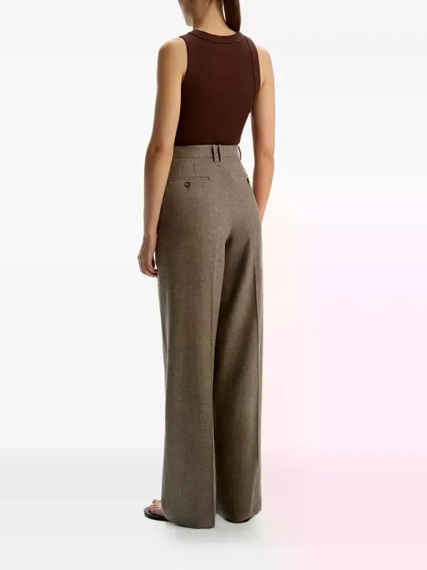 12 STOREEZ Drago Pleated Wide-leg Trousers - Brown