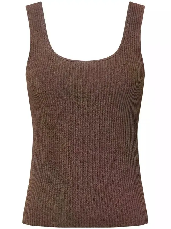 12 STOREEZ Ribbed Knit Tank Top - Brown