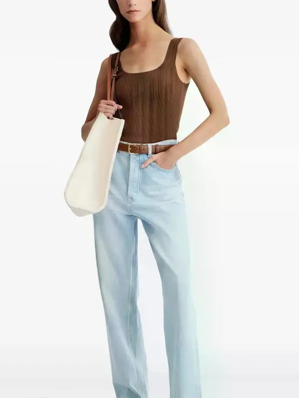 12 STOREEZ Ribbed Knit Tank Top - Brown