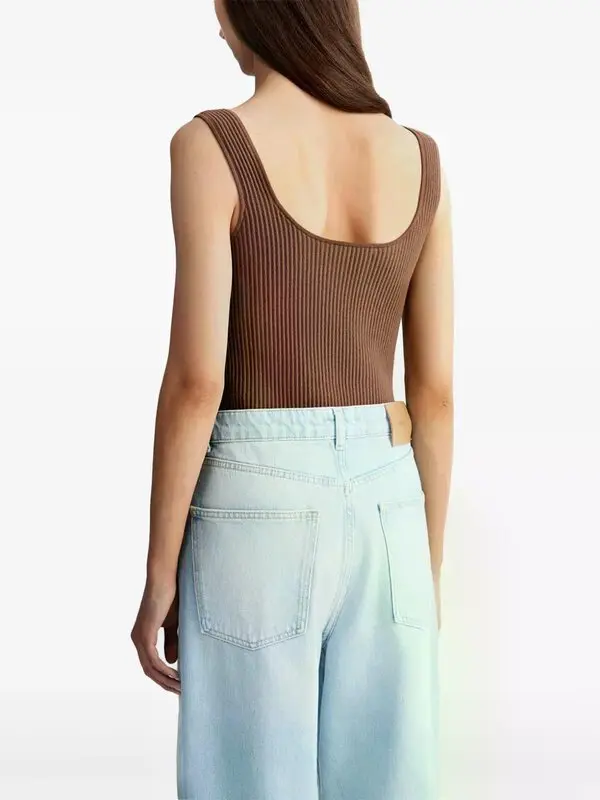 12 STOREEZ Ribbed Knit Tank Top - Brown