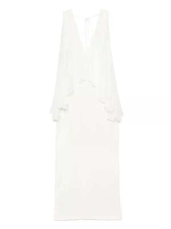 Tove Galina Maxi Dress With V-neck And Rear Tie - Neutrals