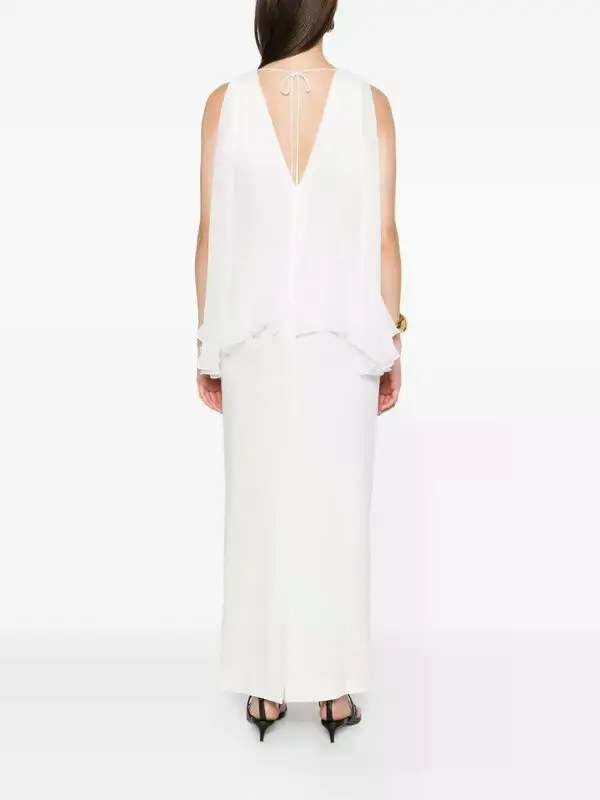 Tove Galina Maxi Dress With V-neck And Rear Tie - Neutrals