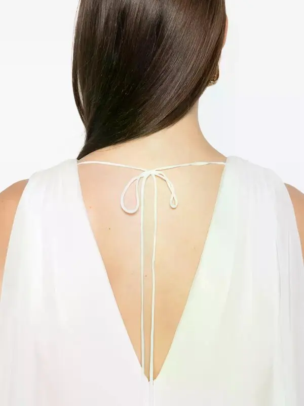 Tove Galina Maxi Dress With V-neck And Rear Tie - Neutrals