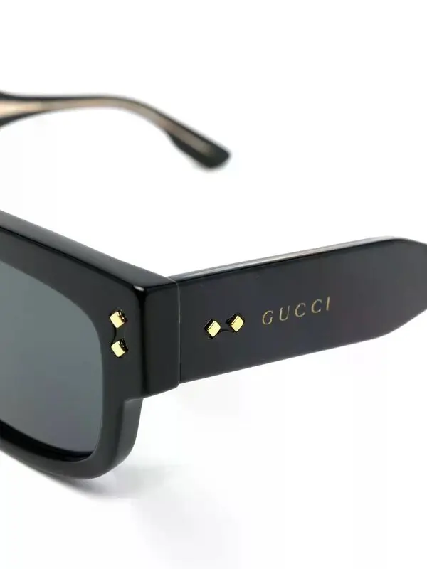 Gucci Rectangle-frame Tinted Sunglasses With Gold-tone Logo Detail - Black