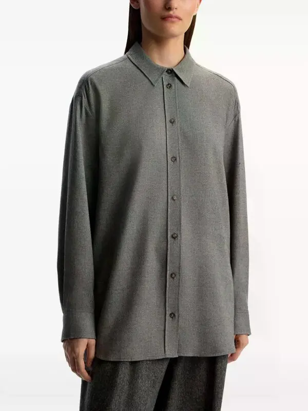 12 STOREEZ Button-up Shirt With Tonal Buttons - Grey
