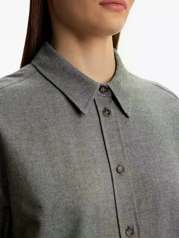 12 STOREEZ Button-up Shirt With Tonal Buttons - Grey
