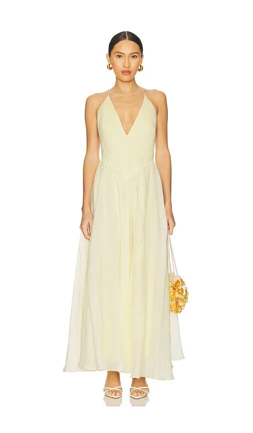 Bardot Arletha Halter Maxi Dress - Lemon