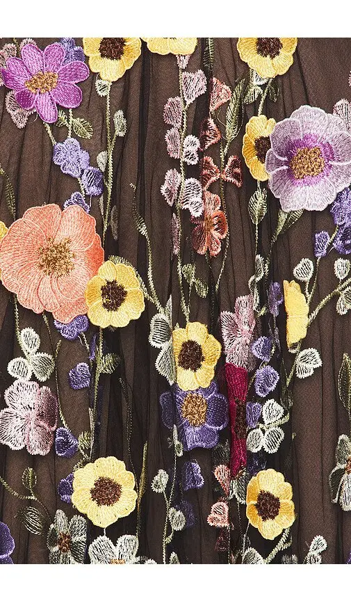 BRONX BANCO Jasmine Floral Embroidered Maxi Dress
