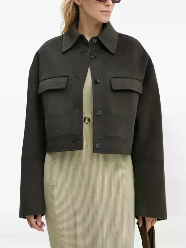Nanushka Cropped Buttoned Flap Pocket Jacket