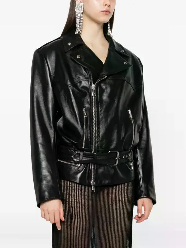 Alessandra Rich Leather Biker Jacket