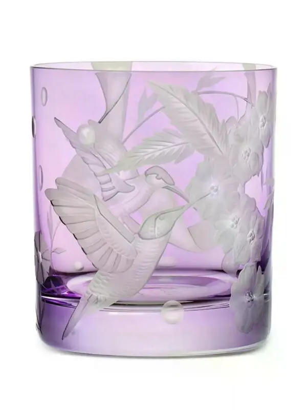 ARTEL Flights Of Fantasy Hummingbird Floral Glass - Purple