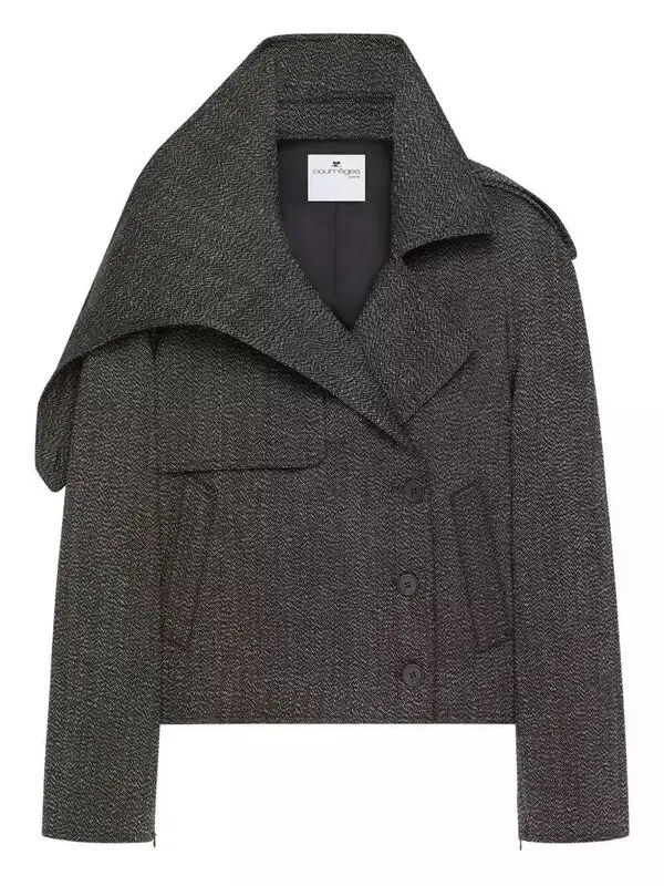 COURREGES Oversized Collar Cropped Jacket