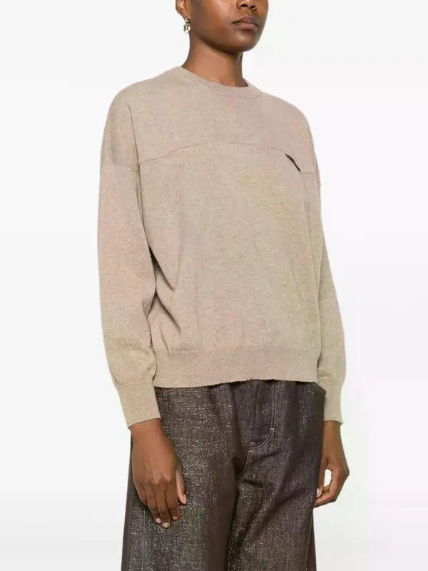 Brunello Cucinelli Monili Embellished Fine Knit Sweater - Brown