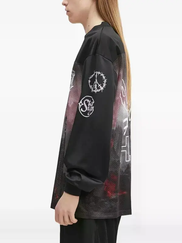Aries Mesh-panel Graphic Long-sleeve T-shirt
