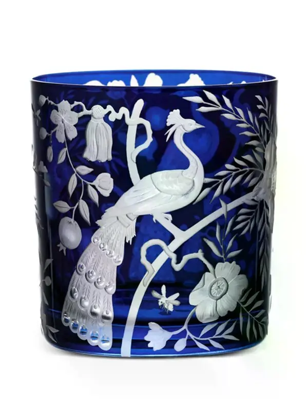 ARTEL Peacock-floral Glass Tumbler - Blue