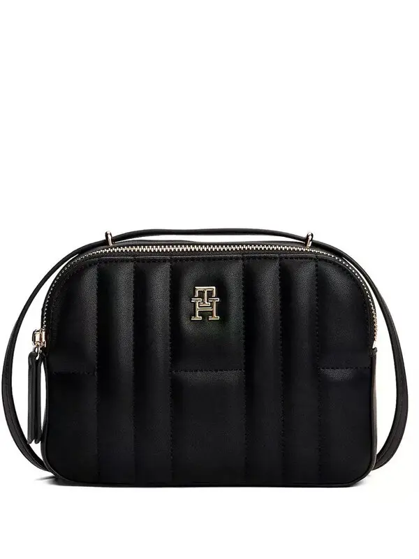 Tommy Hilfiger Quilted Logo Plaque Shoulder Bag - Black