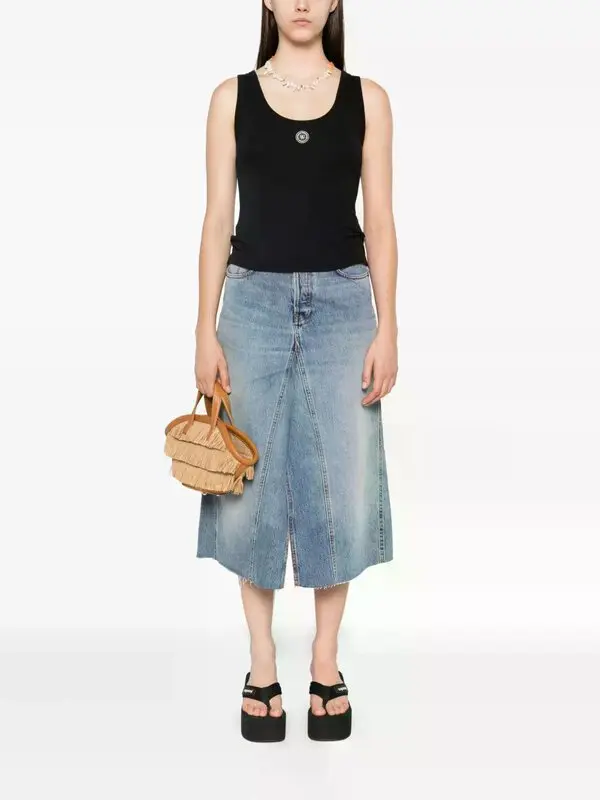 Sporty & Rich Round Neck Sleeveless Tank Top With Logo Patch