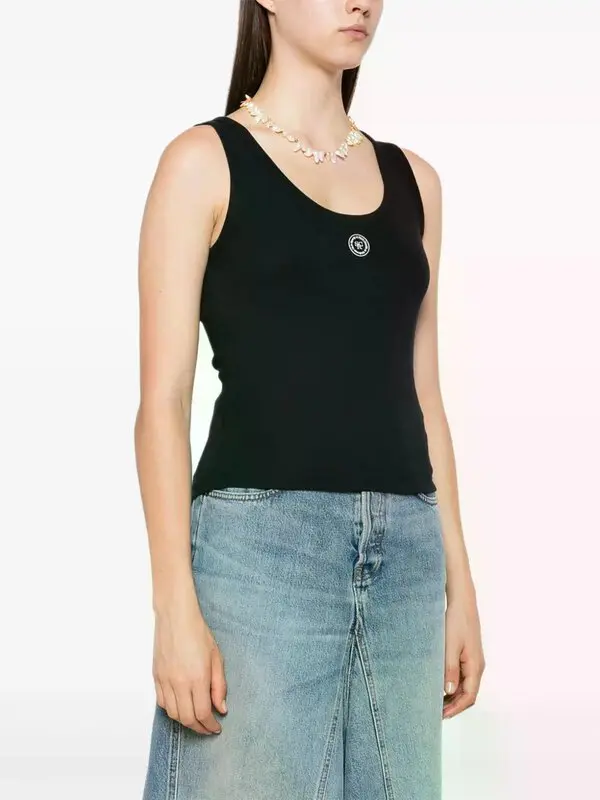 Sporty & Rich Round Neck Sleeveless Tank Top With Logo Patch