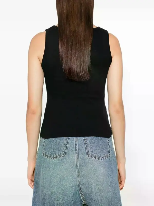 Sporty & Rich Round Neck Sleeveless Tank Top With Logo Patch