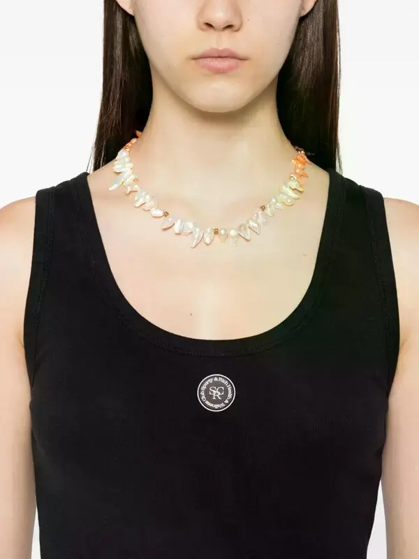 Sporty & Rich Round Neck Sleeveless Tank Top With Logo Patch