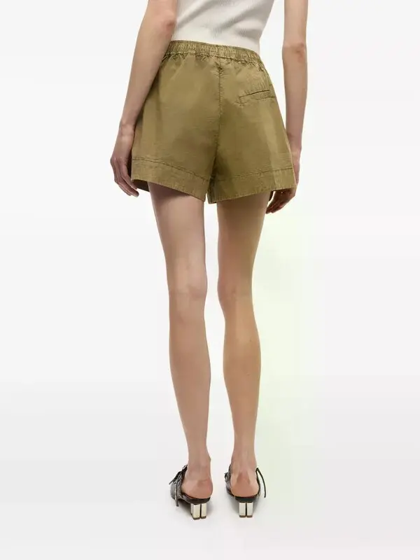 GANNI Washed Cotton Shorts - Green