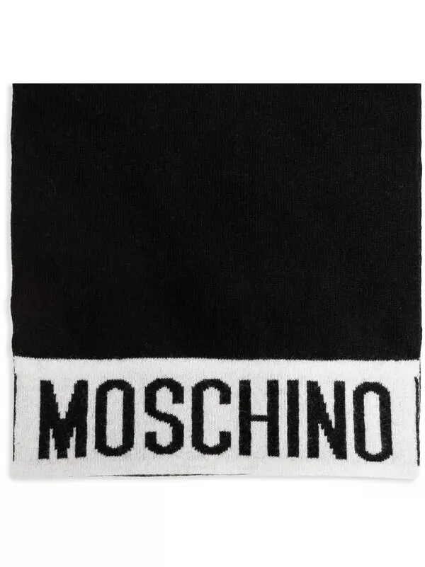 Moschino Intarsia Knit-logo Scarf - Black