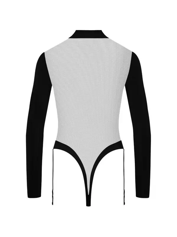 MAISON CLOSE Long-sleeve Mesh Panel Bodysuit