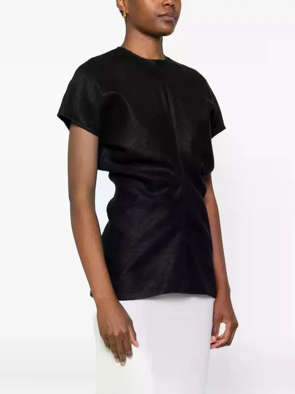 TOTEME Ruched-waist Top With Round Neck - Black