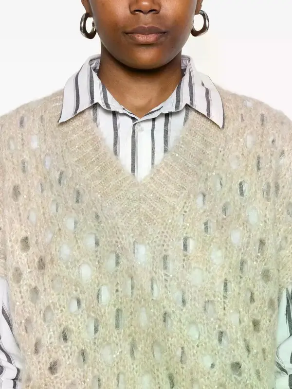 Brunello Cucinelli V-neck Open-knit Vest