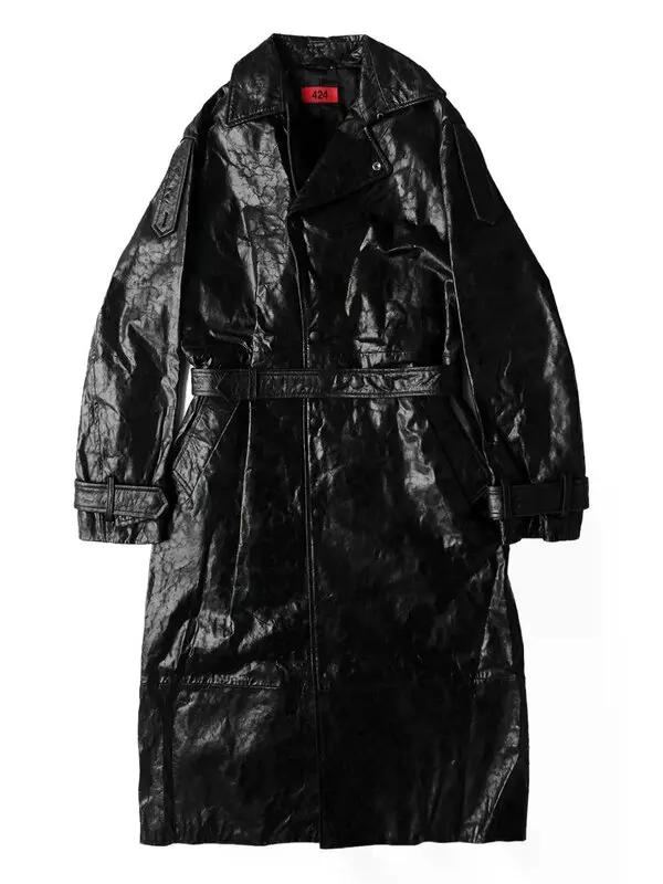 424 Belted Leather Trench Coat