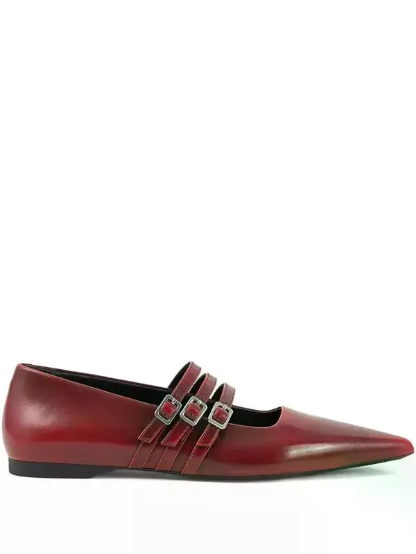 VAGABOND SHOEMAKERS Hermine Pointed-toe Buckled Ballet Flats - Red