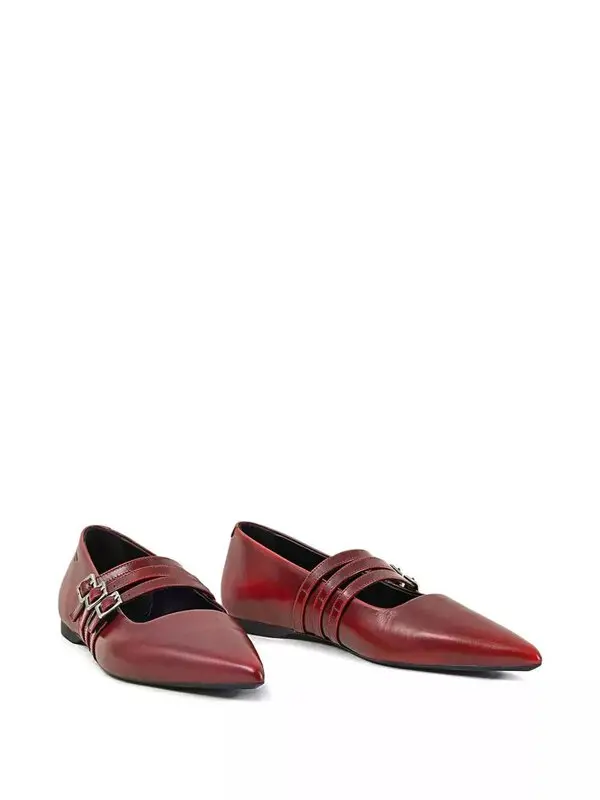 VAGABOND SHOEMAKERS Hermine Pointed-toe Buckled Ballet Flats - Red