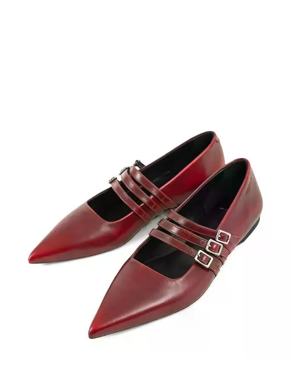 VAGABOND SHOEMAKERS Hermine Pointed-toe Buckled Ballet Flats - Red