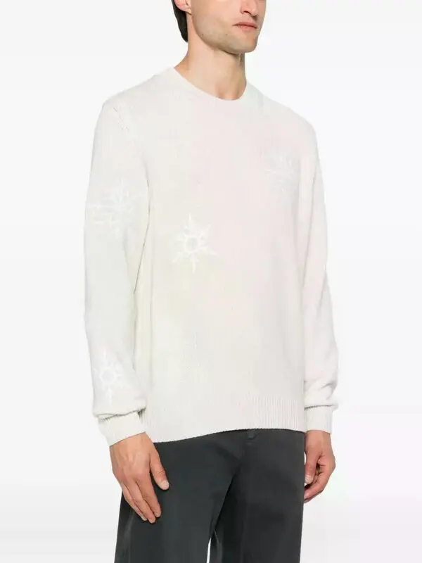 Eleventy Snowflake Embroidered Sweater