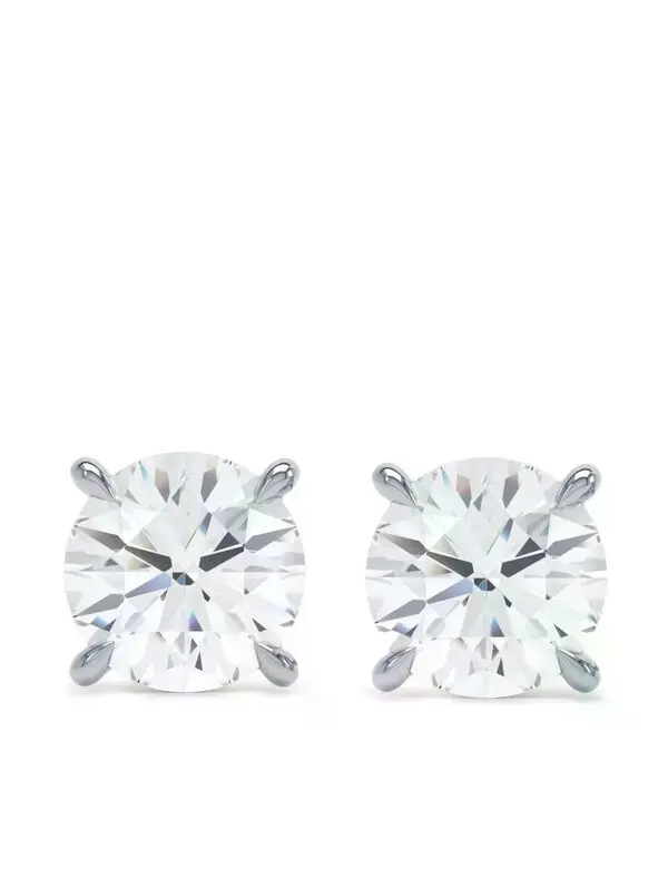 LOEV 18k White Gold Round Brilliant-cut Diamond Stud Earrings - Silver