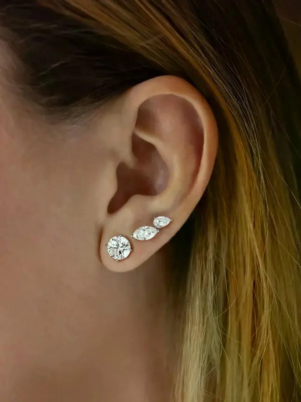 LOEV 18k White Gold Round Brilliant-cut Diamond Stud Earrings