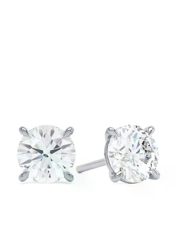 LOEV 18k White Gold Round Brilliant-cut Diamond Stud Earrings