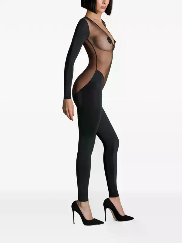 MAISON CLOSE Long-sleeve Backless Catsuit With Sheer Panels