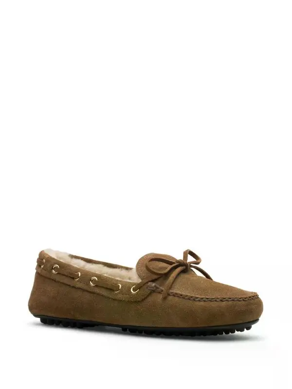 Car Shoe Suede Sheepskin Driving Shoes With Bow Detailing