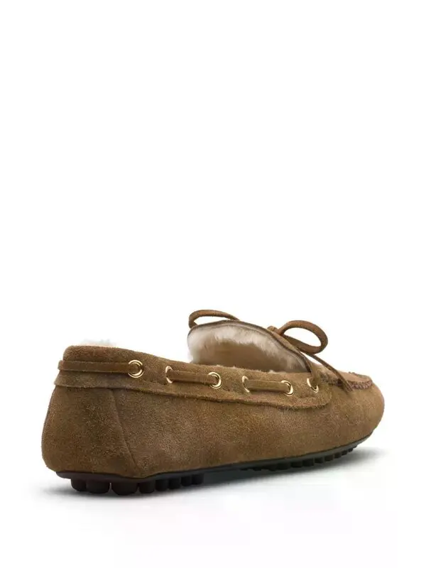 Car Shoe Suede Sheepskin Driving Shoes With Bow Detailing